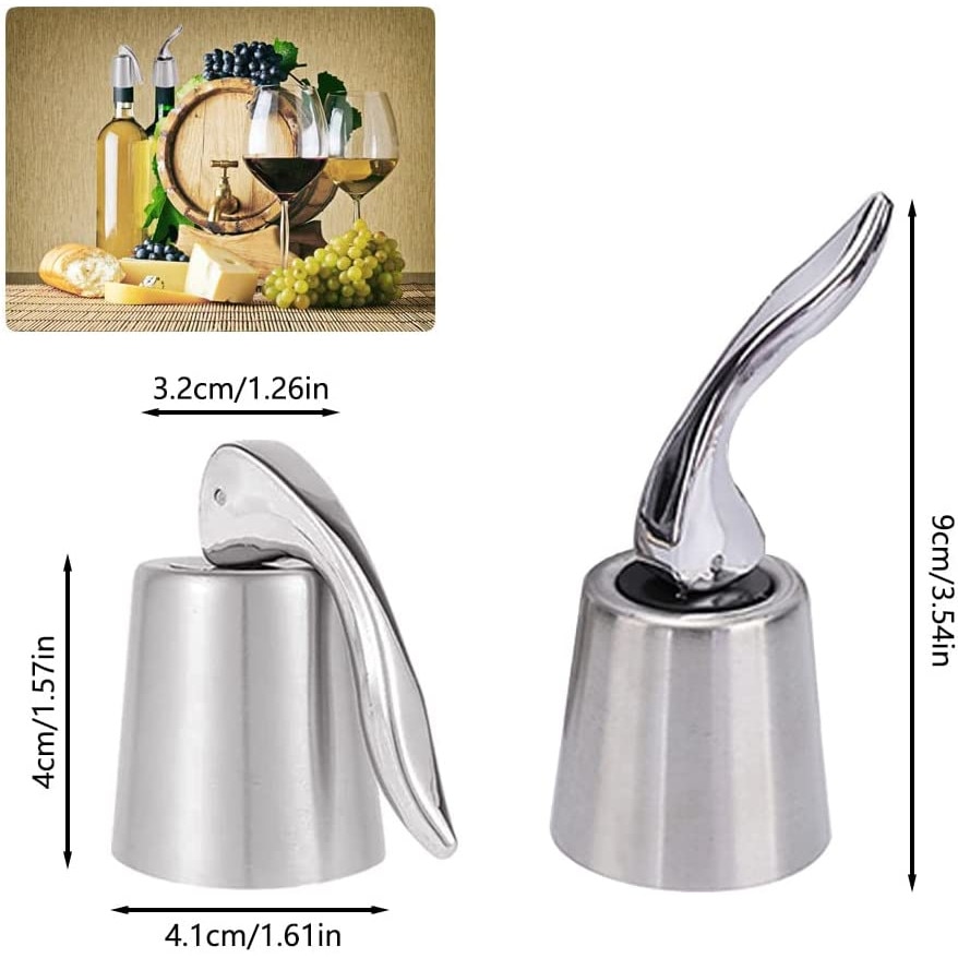 Set 3 dopuri sticle, Inox, Pentru vin spumant/sampanie, 4.1 x 9 cm ...