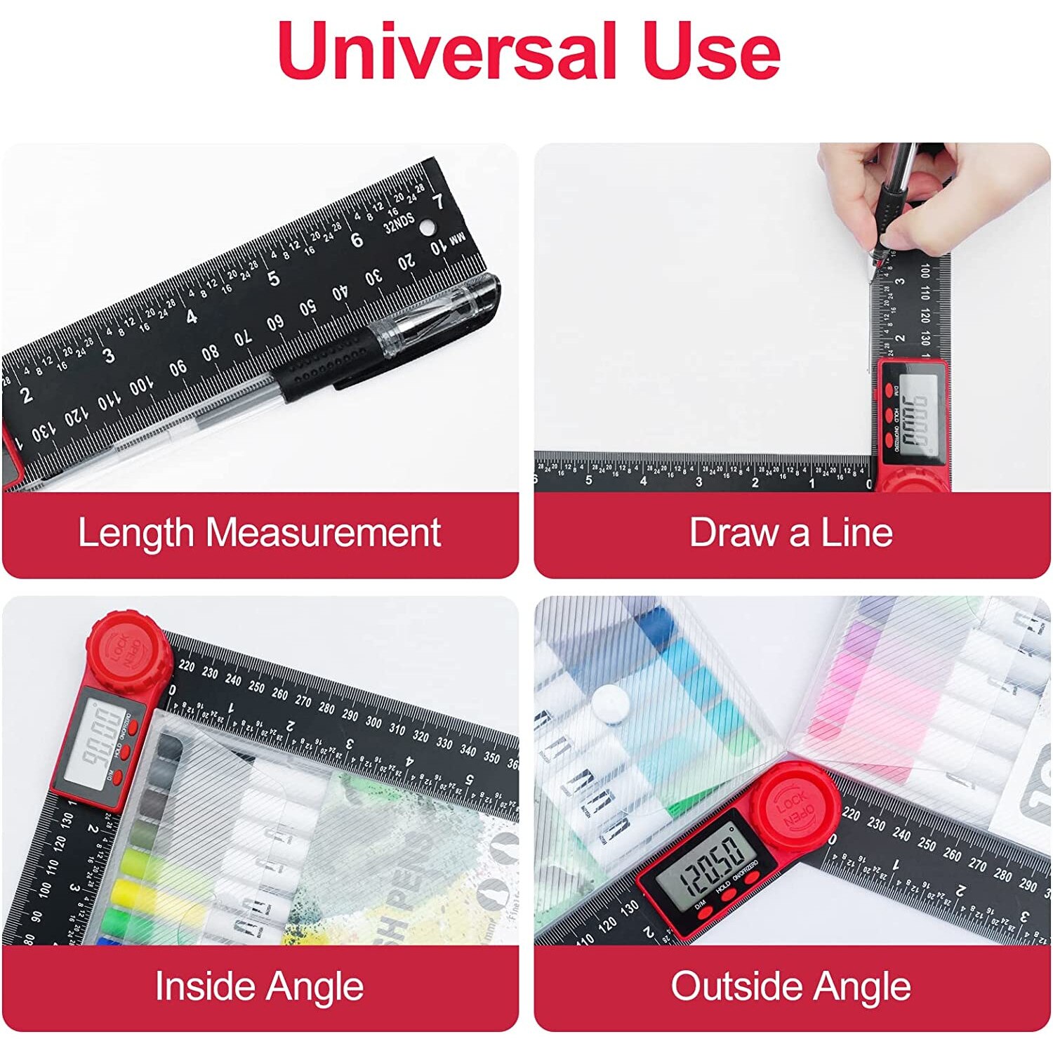 Raportor digital, 360 de grade, LCD, 400 mm, Multicolor - eMAG.ro