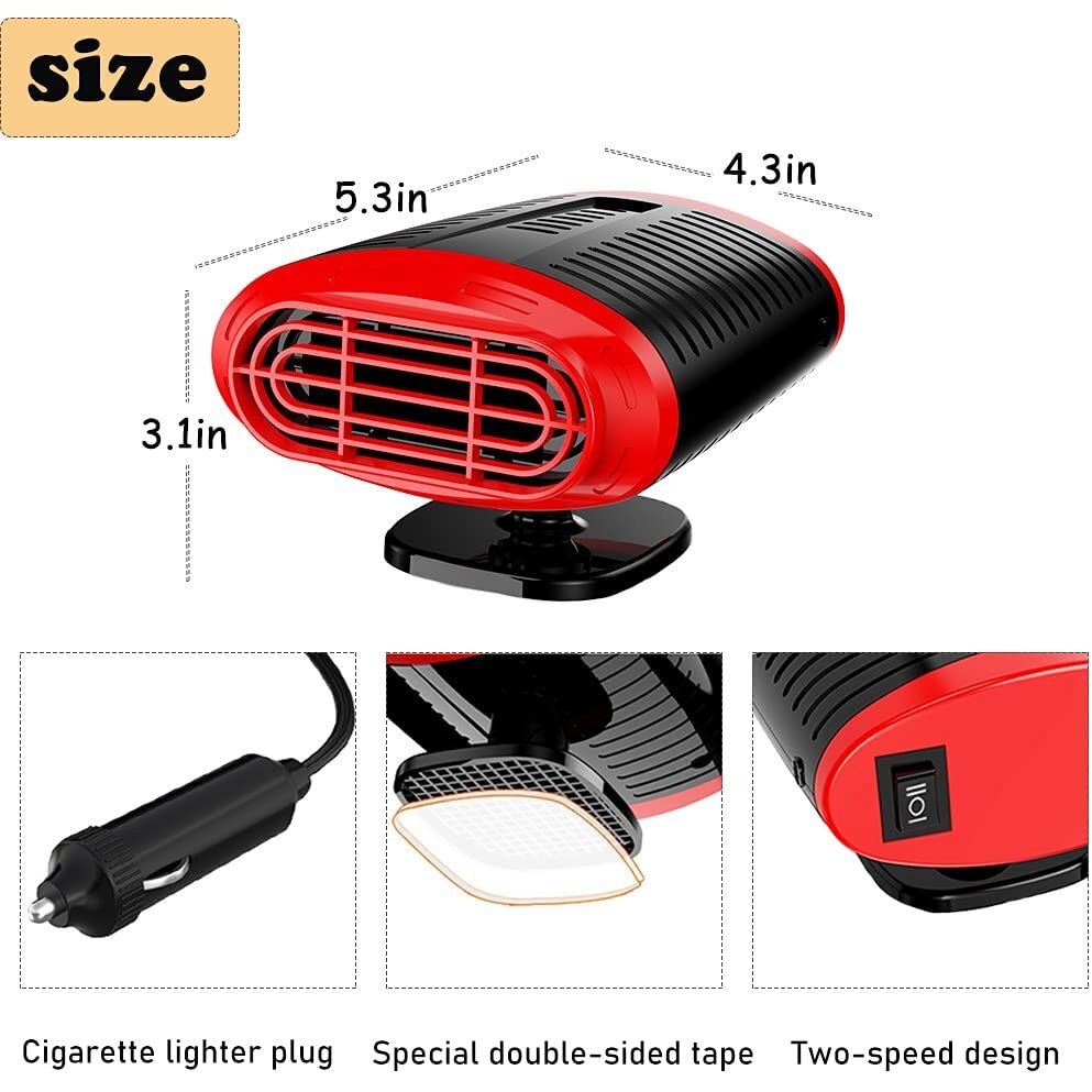Incalzitor auto 2 in 1, Rotativ, 120 W, Negru/Rosu - eMAG.ro