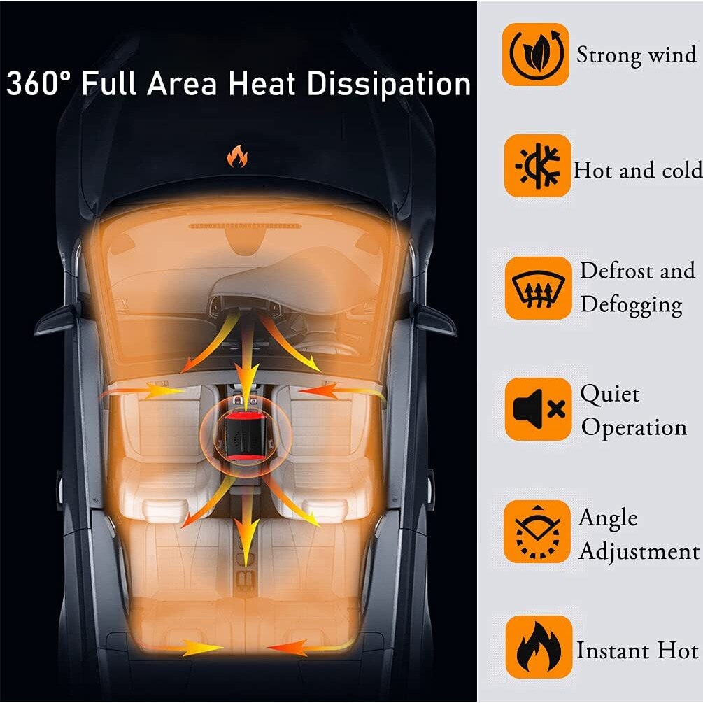 Incalzitor auto 2 in 1, Rotativ, 120 W, Negru/Rosu - eMAG.ro