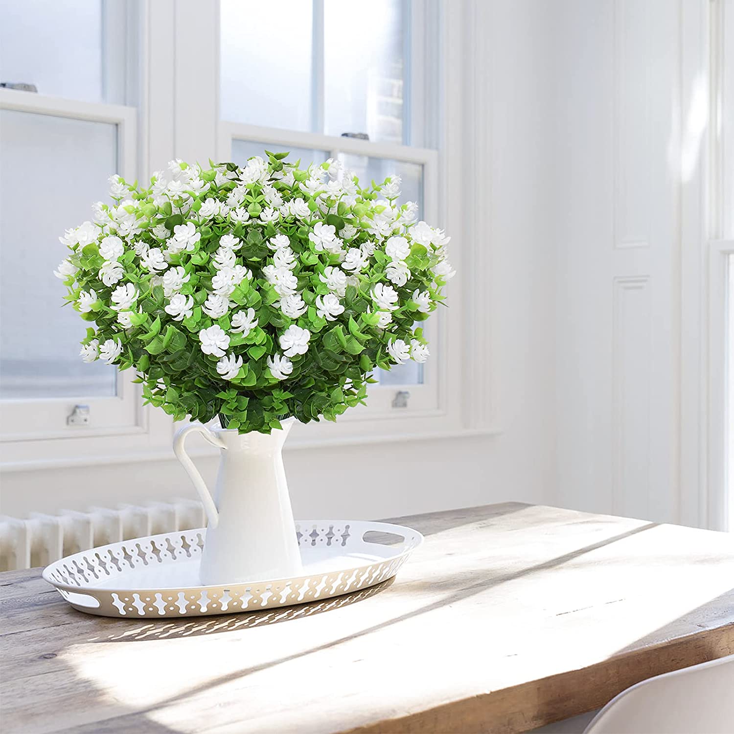 Set 10 pachete flori artificale, Plastic, Rezistente la razele UV ...