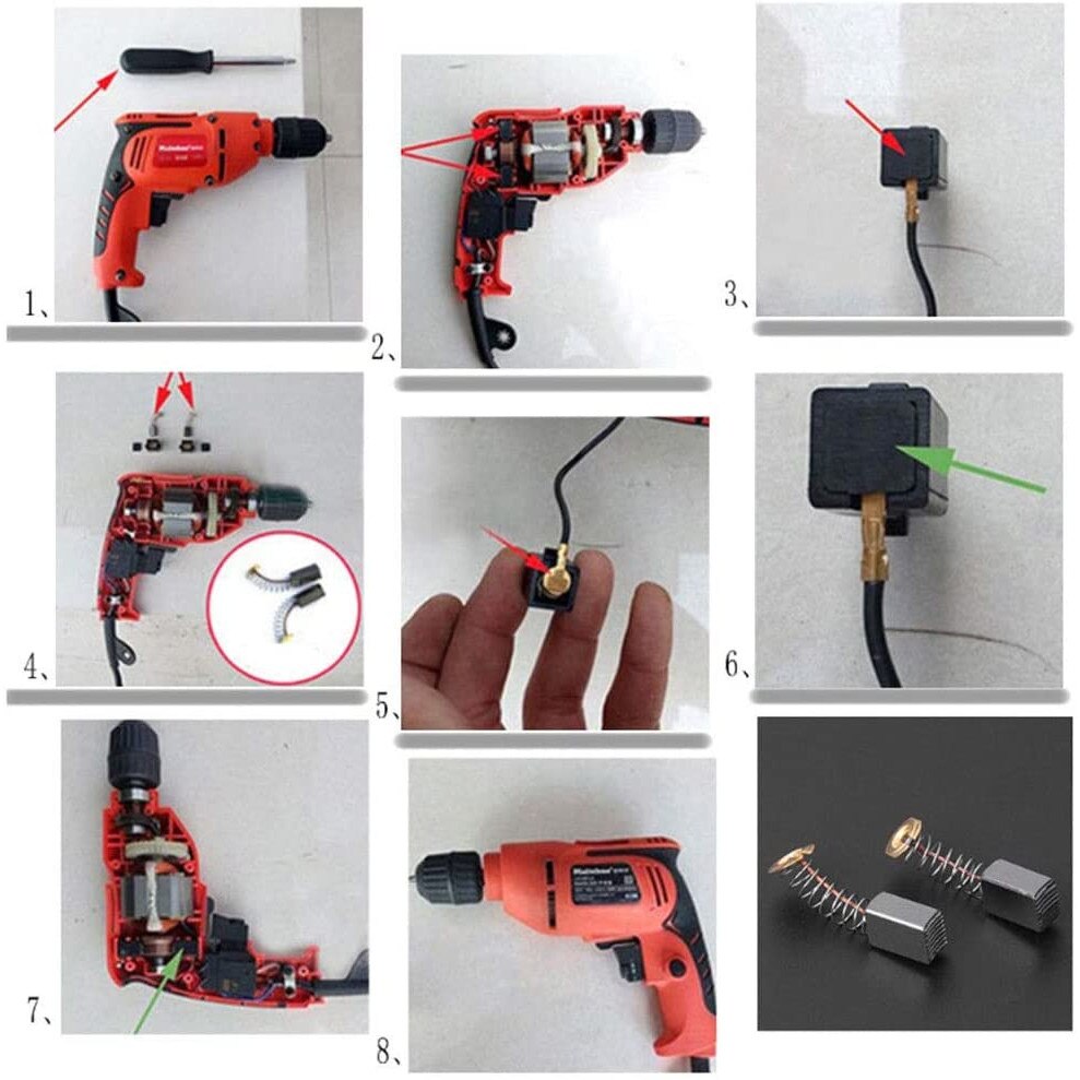 Set 20 perii motor electric, Carbon, 6.5 x 13.5 x 16 mm, Negru/Auriu ...