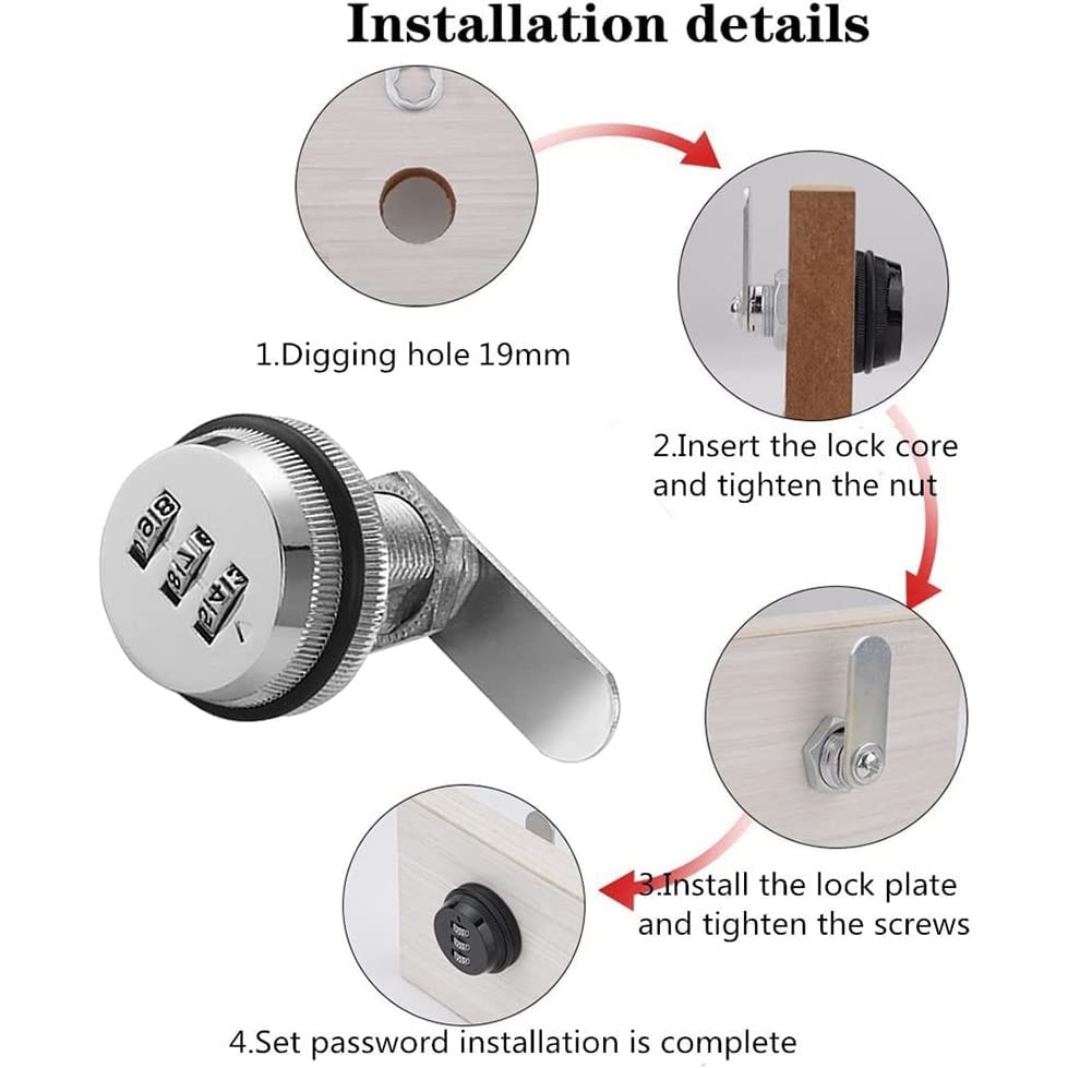 Yala cu cifru, Aliaj de zinc, 30 mm, Argintiu - eMAG.ro