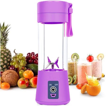 Blender personal, Portabil, Reincarcabil USB, 6 lame, 380 ml, Violet - eMAG.ro