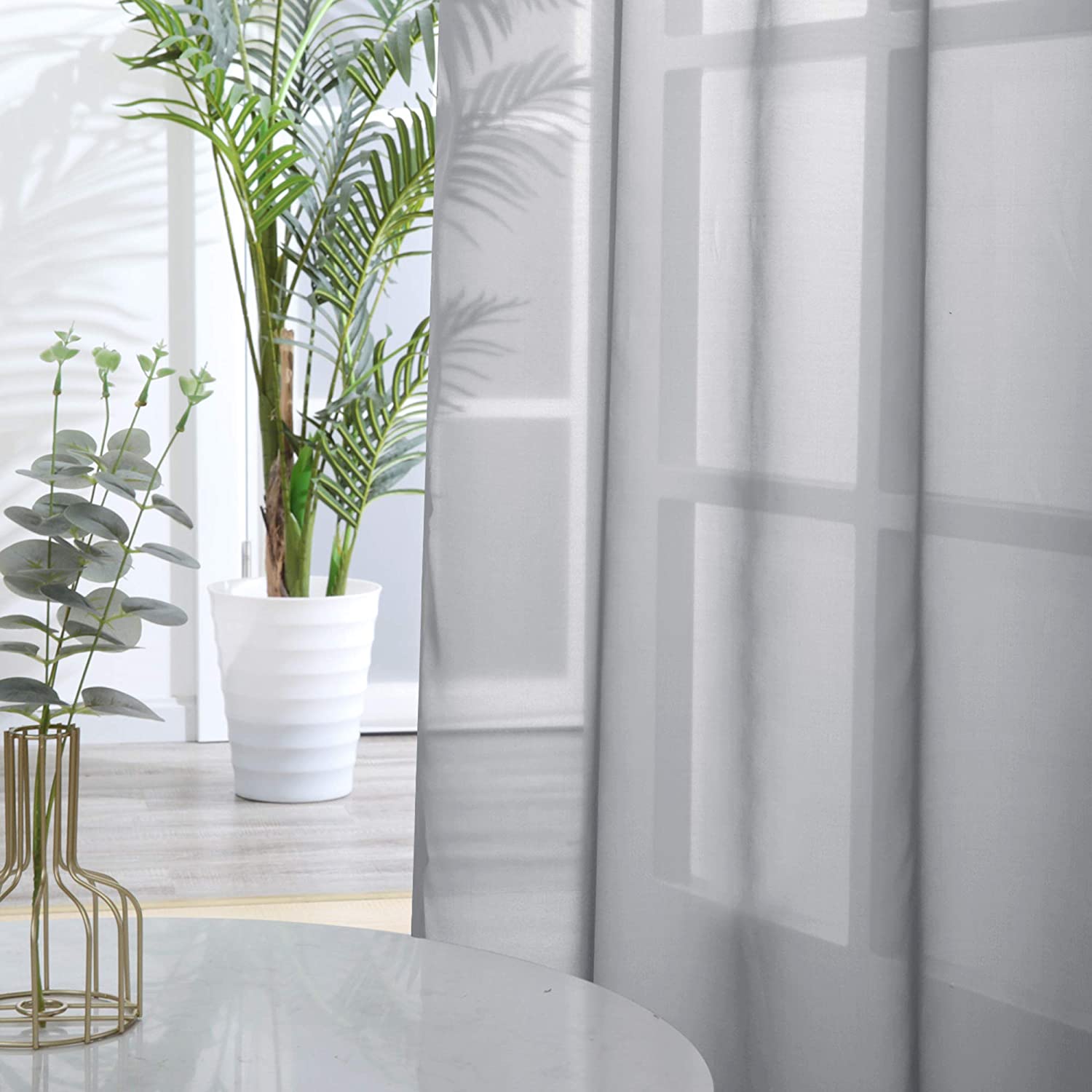 Perdele voile, 140x260cm, Poliester, Gri - eMAG.ro