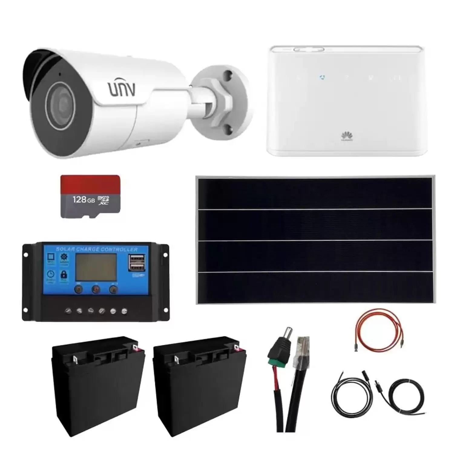 Kit supraveghere Panou solar 170W, camera 4MP IP Poe Starlight UNV IR ...