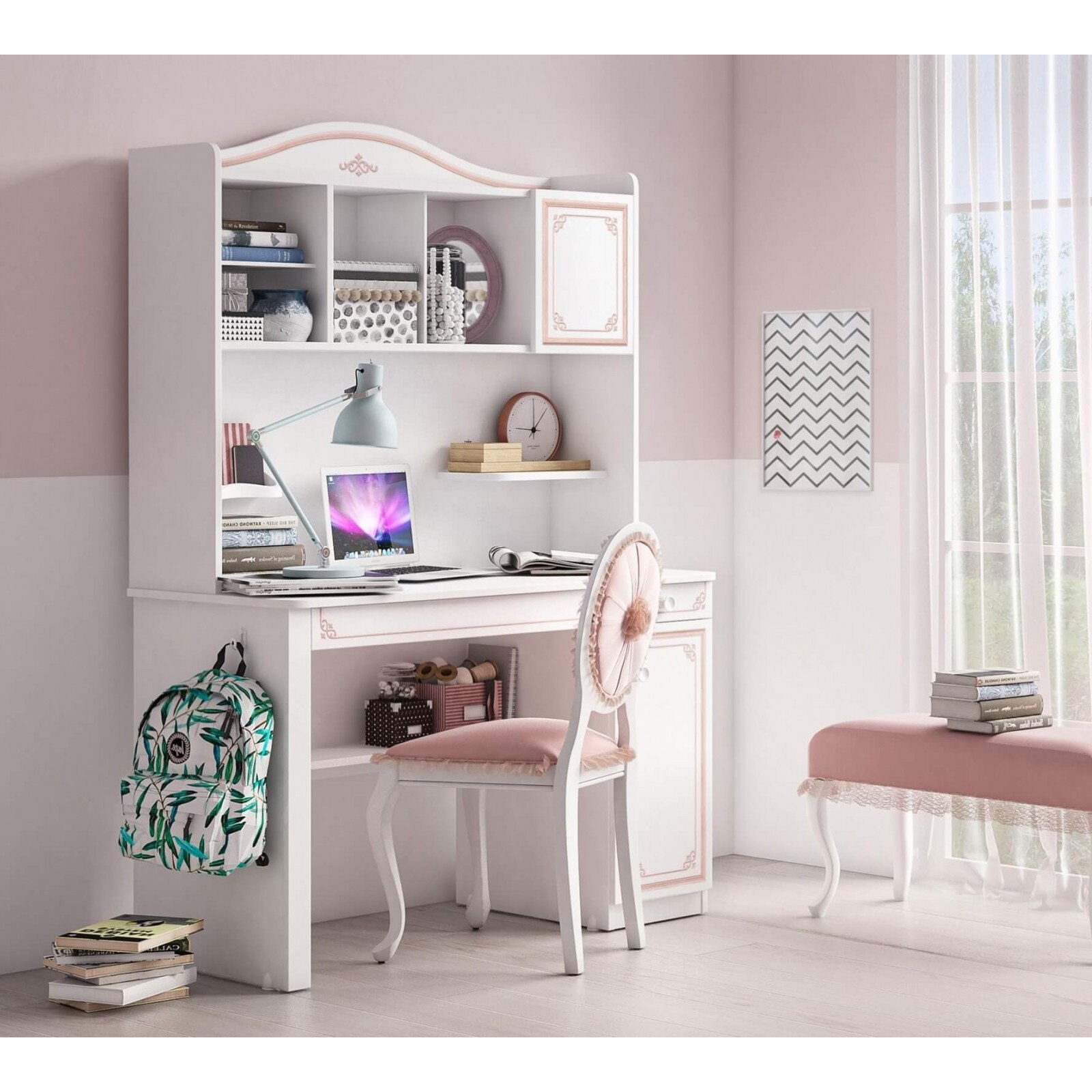 Birou pentru camera fetelor, Colectia Selena Pink, 120x52x75 cm - eMAG.ro