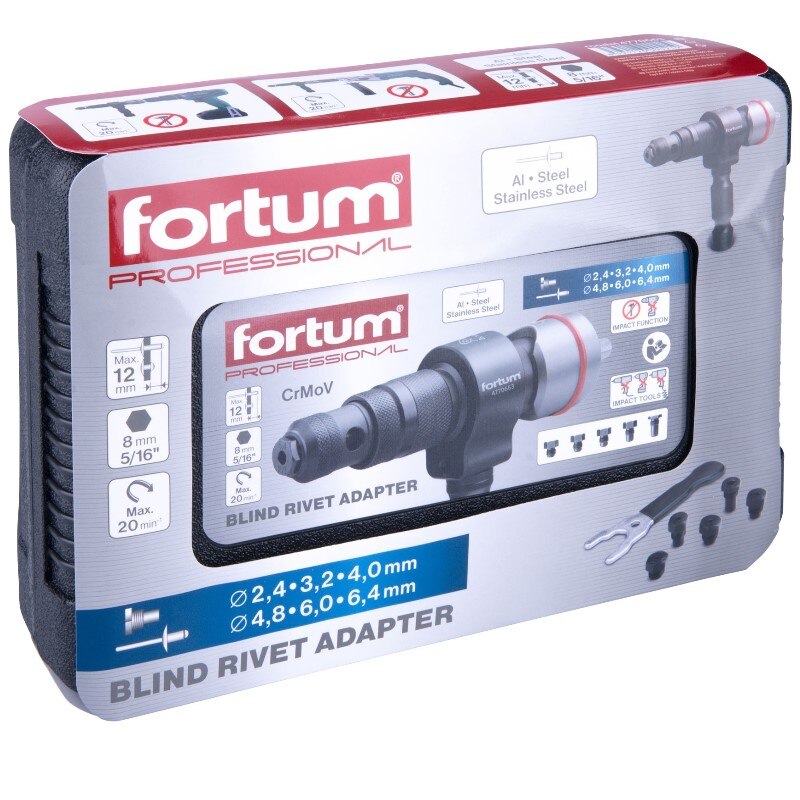 Adaptor nituire, Fortum, 2,4-6,4mm, CrMoV - eMAG.ro
