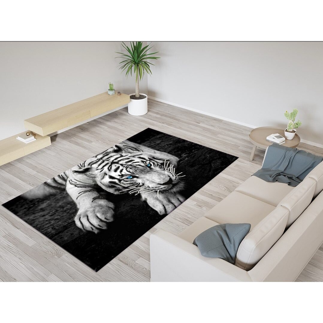 Covor tigru, antiderapant, 120 x 180 cm, negru - eMAG.ro