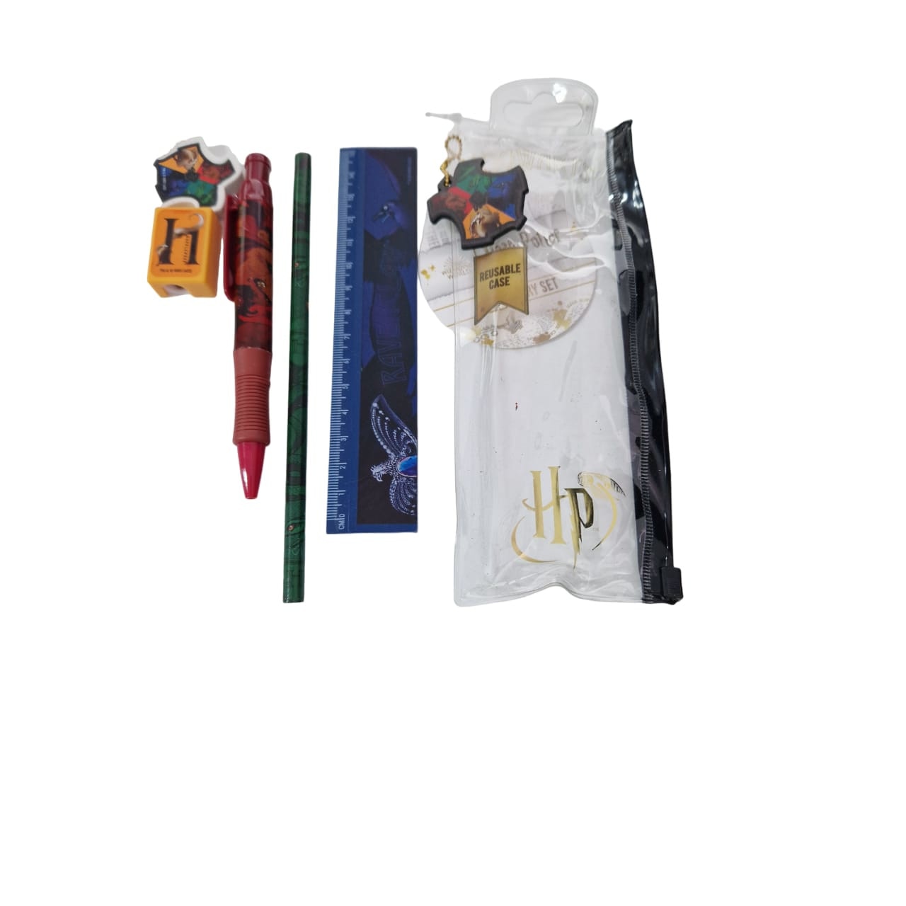 Set scolar Harry Potter, Gryffindor, cu rigla, creion, pix, radiera si ...