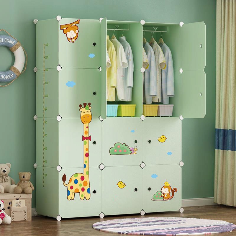 Dulap modular pentru copii, BADU, 10 rafturi, 110x47x147 cm, Verde ...