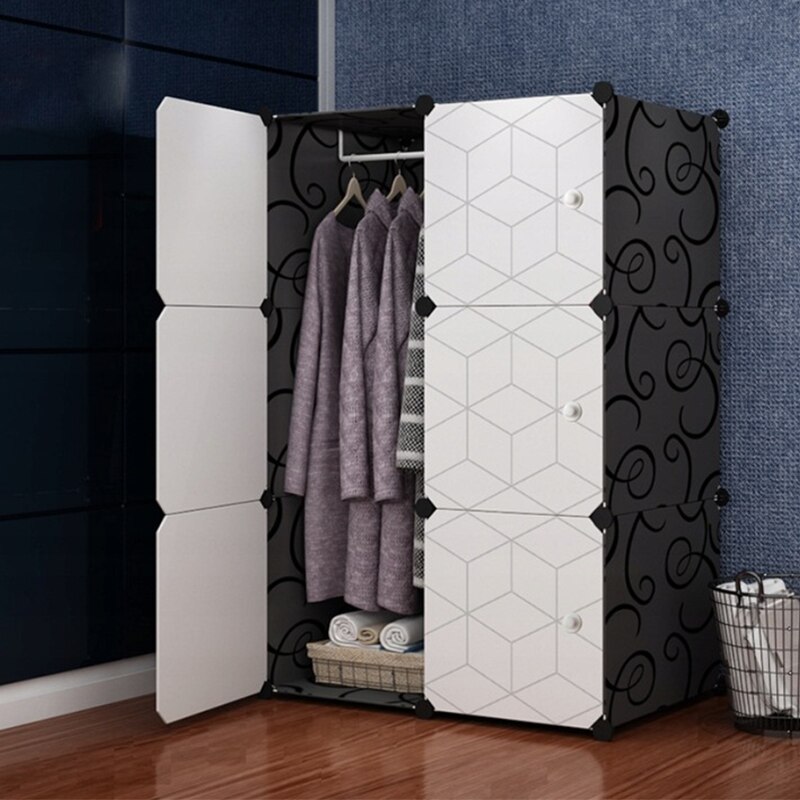 Dulap modular pentru haine, BADU, 4 rafturi, Model geometric, 75x37x110 ...