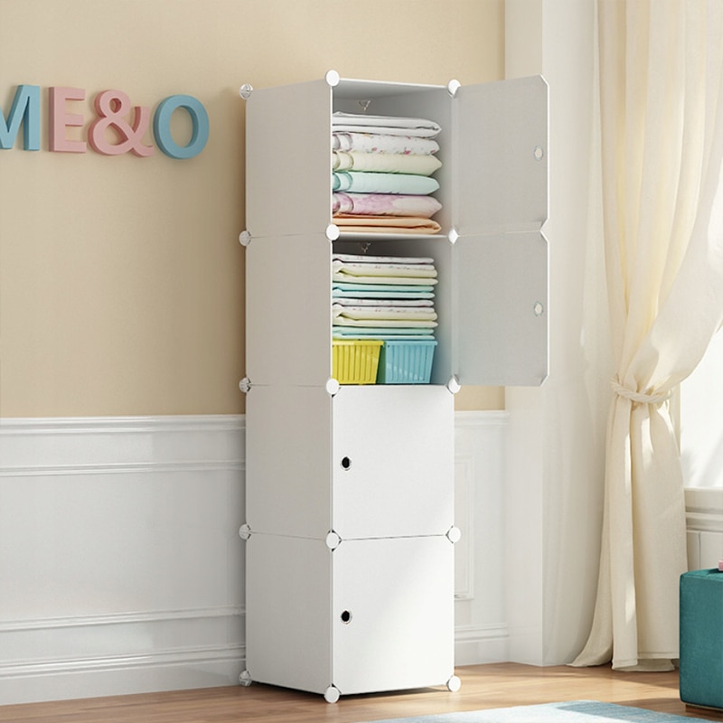 Dulap modular pentru haine, BADU, 4 rafturi, 39x37x147 cm, Alb - eMAG.ro