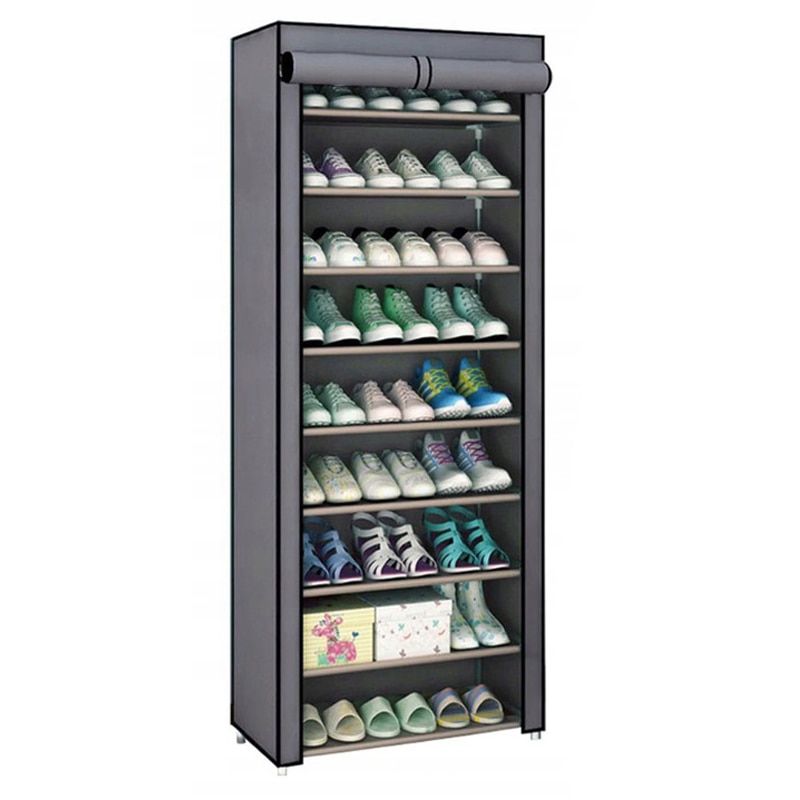 Dulap de pantofi, textil, BADU, 60x30x160 cm, Gri - eMAG.ro