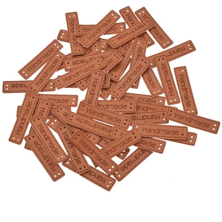 Etichete pentru imbracaminte, Piele, Maro, 100 bucati - eMAG.ro