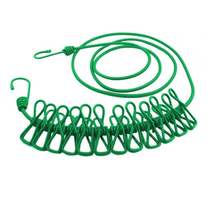 Snur pentru rufe cu 12 carlige, Plastic, 1.8m, Verde - eMAG.ro
