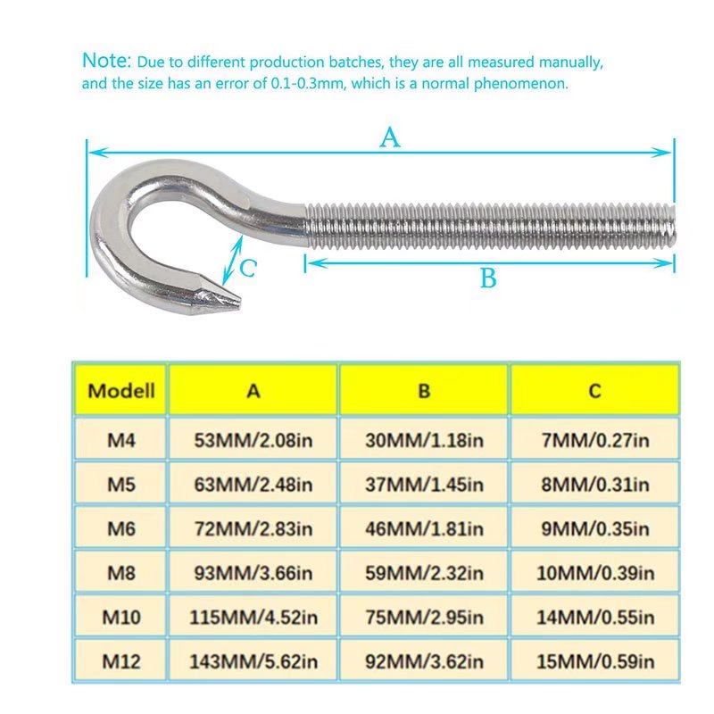 Set 10 suruburi cu carlig, Inox, 72 mm, Argintiu - eMAG.ro