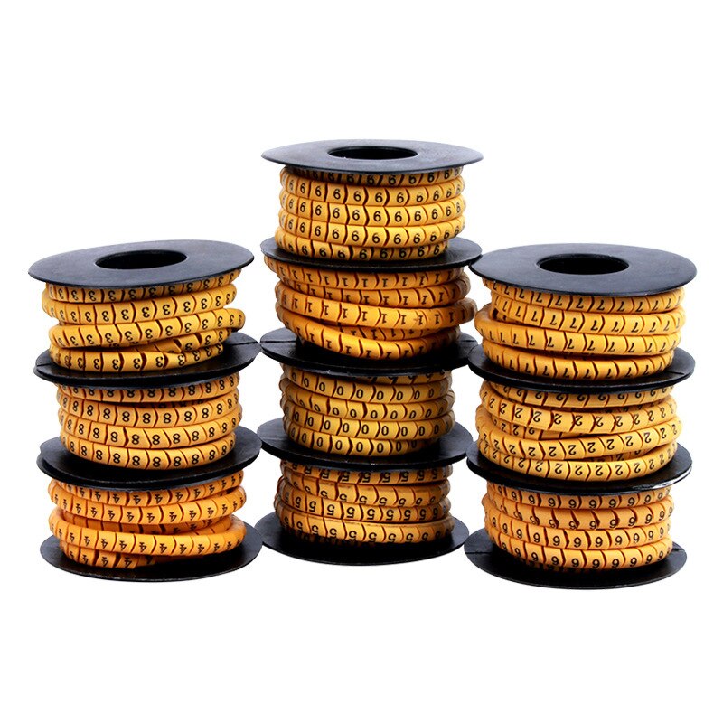 Set 10 role cu etichete pentru cabluri, PVC, Portocaliu/Negru - eMAG.ro