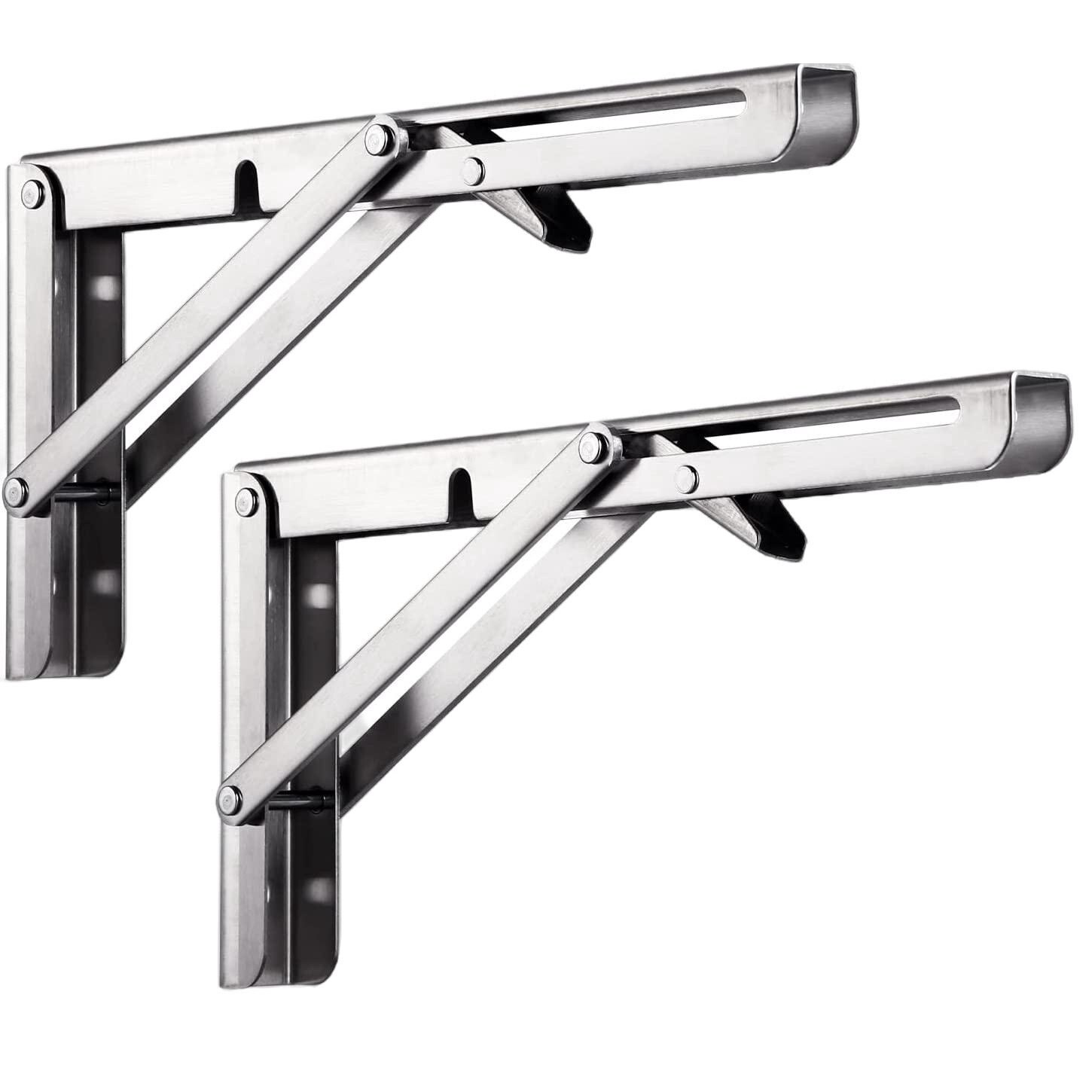 Set 2 suporturi rabatabile, Inox, 250 mm, Argintiu - eMAG.ro