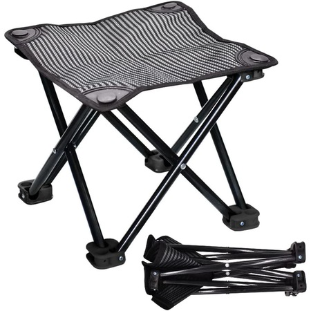 Scaun pliabil portabil, Textil/Aluminiu, 30x30x28 cm, Gri - eMAG.ro