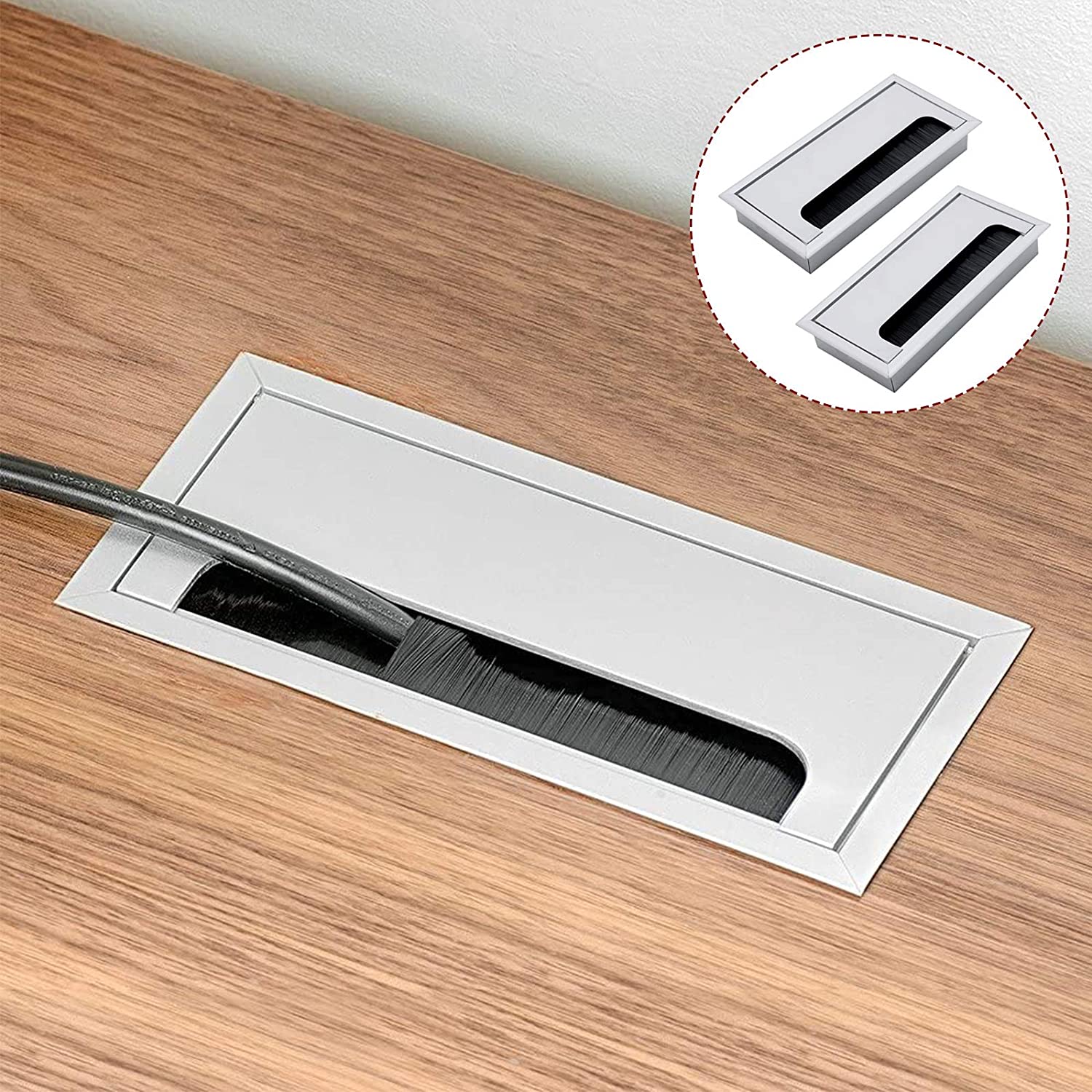 Trecere cablu, Aluminiu, 160x80mm, Gri, 2 buc - eMAG.ro