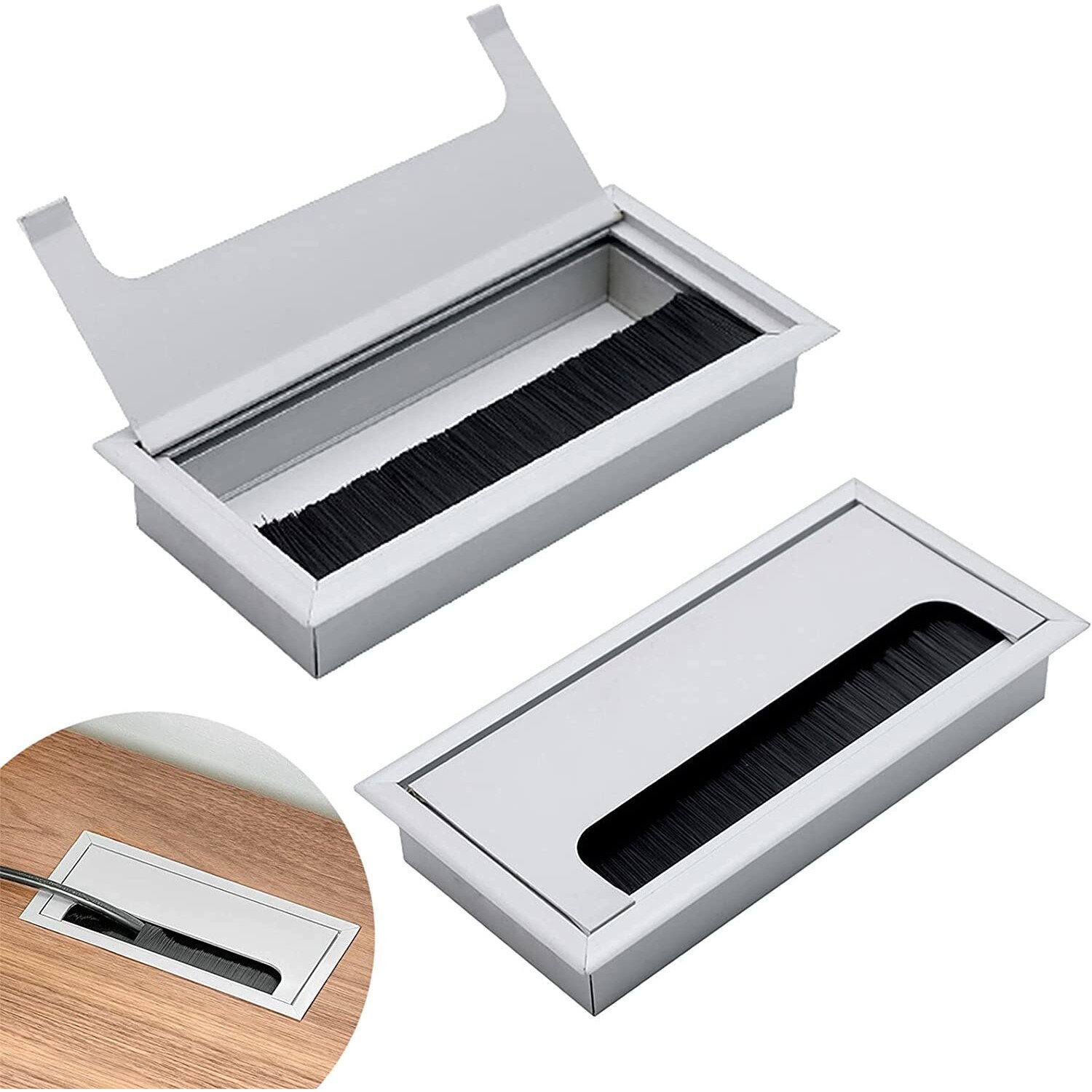 Trecere cablu, Aluminiu, 160x80mm, Gri, 2 buc - eMAG.ro