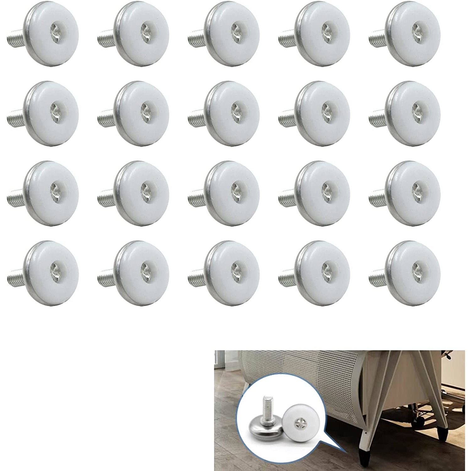 Nivelator pentru picioare de mobilier reglabil, 20 buc, M8x25, Alb ...