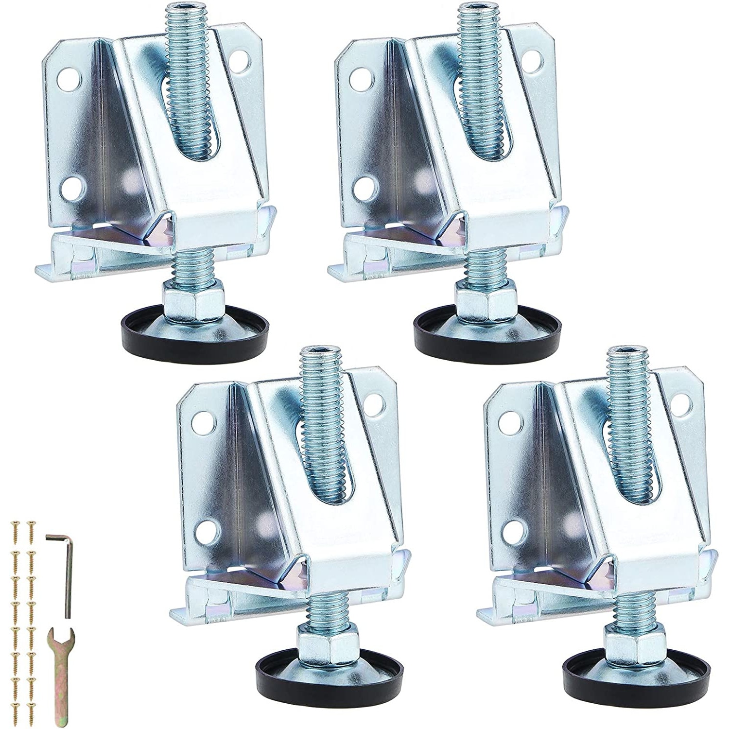 Set 4 picioare reglabile pentru mobila, otel, inaltime ajustabila 2-6cm ...