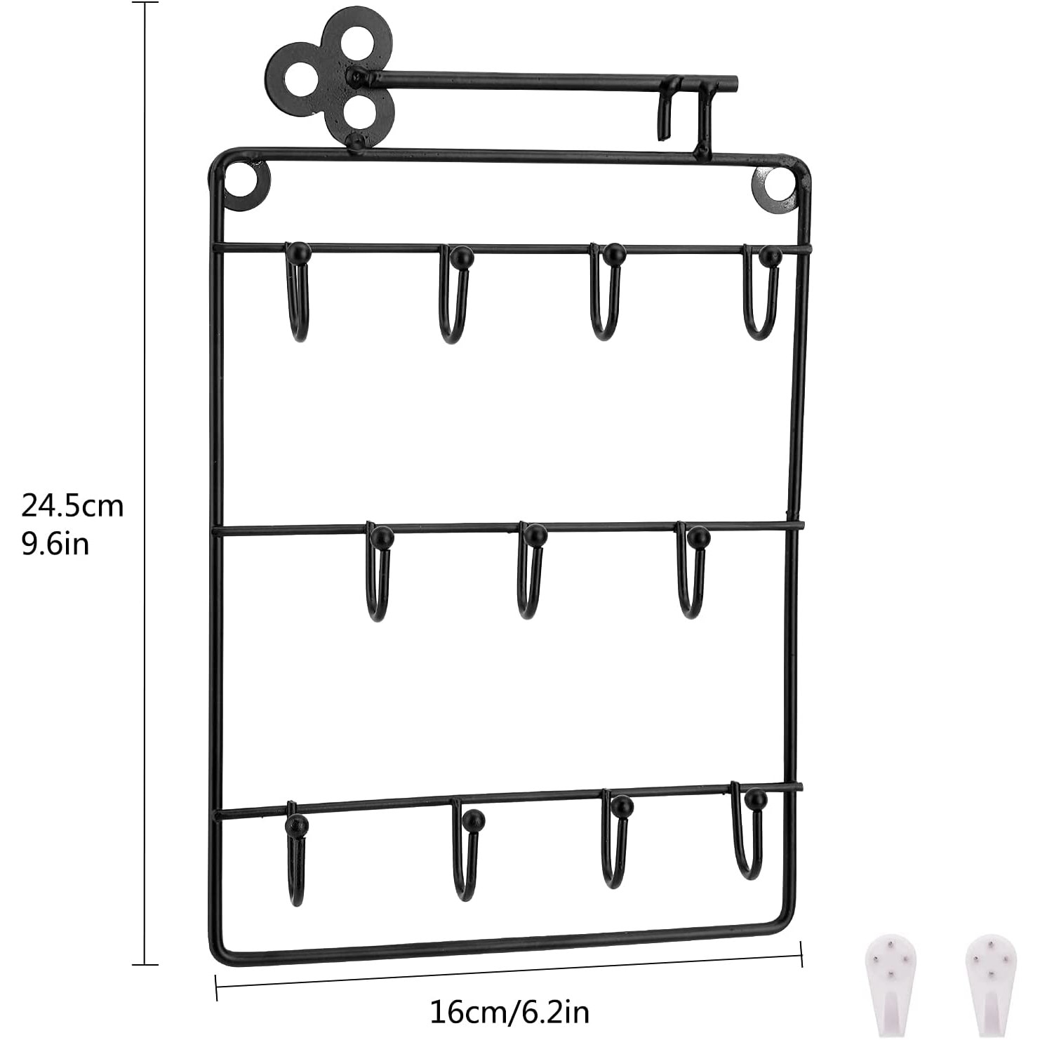 Suport pentru chei decorativ de perete cu 11 carlige, Metal, 16x24.5 cm ...
