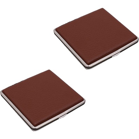 Set 2 recipiente tigari, Piele/Metal, Portabil, Maro - eMAG.ro