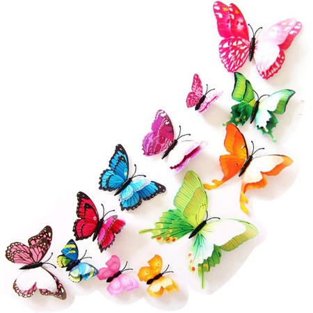 Autocolant de perete 3D cu fluturi, Multicolor - eMAG.ro