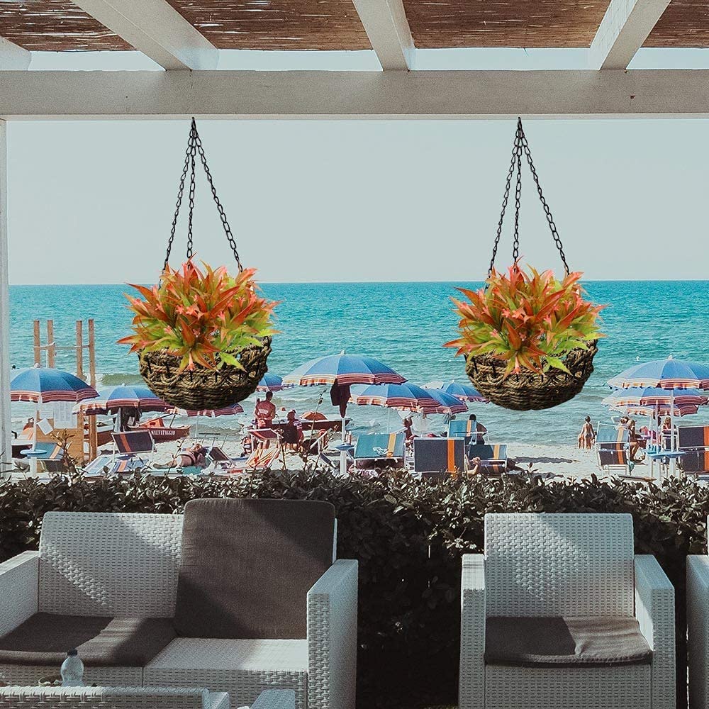 Set 4 flori artificiale, Plastic, 34 cm, Verde/Rosu - eMAG.ro