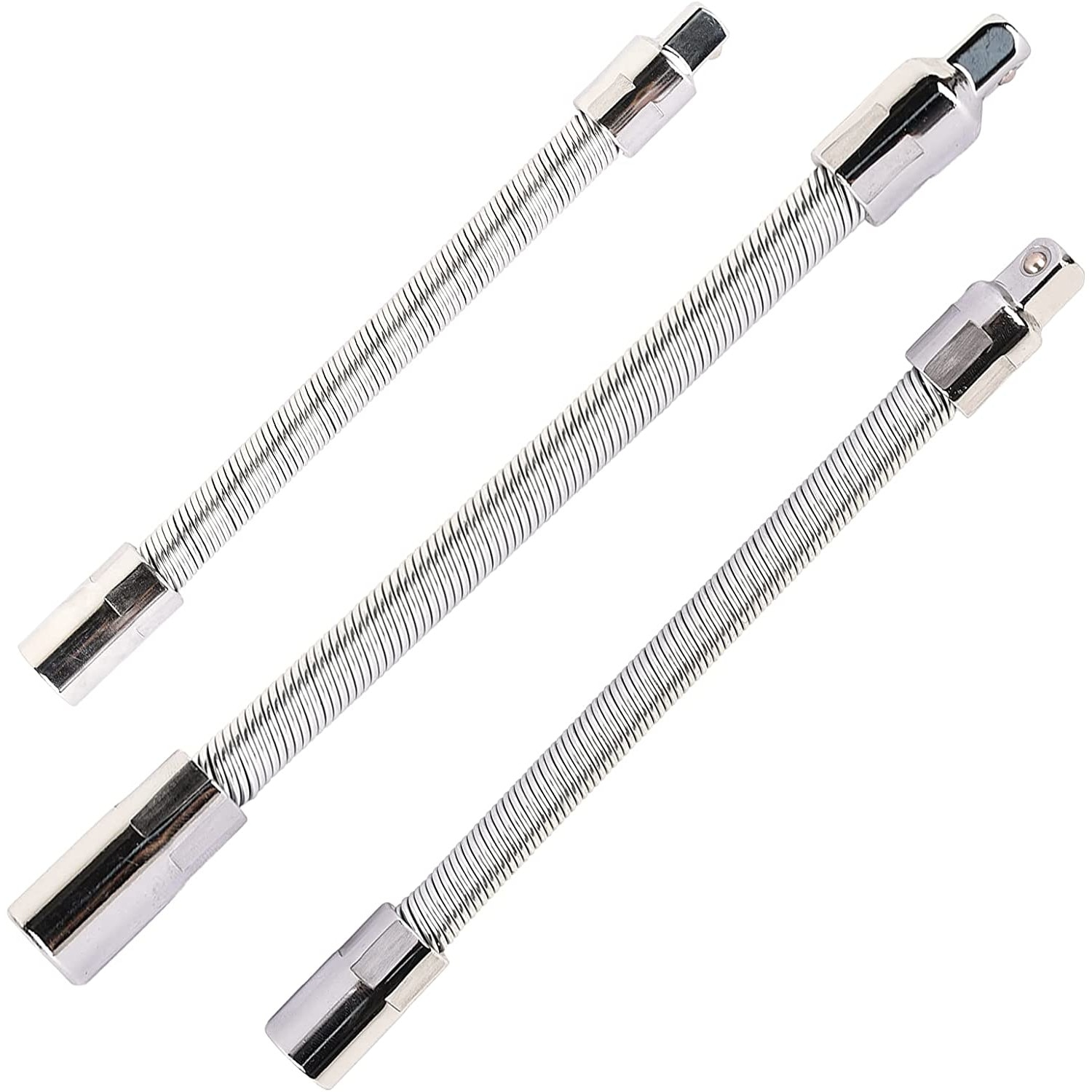 Set de 3 extensii flexibile, Inox, 1/4" 3/8" 1/2", Argintiu - eMAG.ro