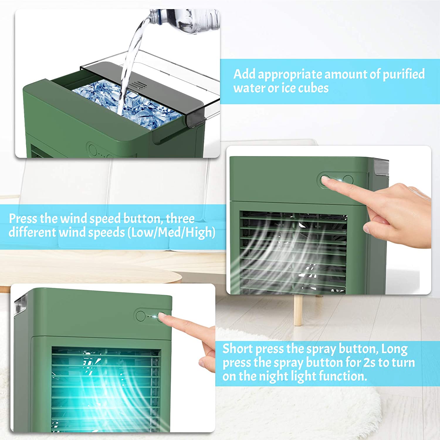 Mini racitor, 45 dB, 5W, 2000mA, Verde - eMAG.ro