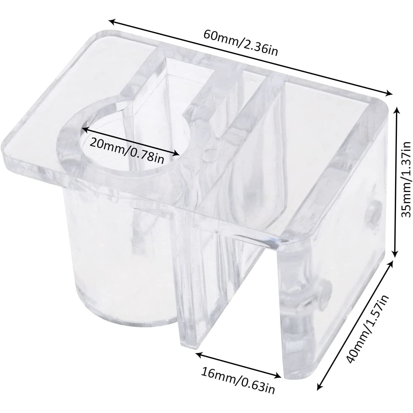 Set 2 cleme fixare tevi acvariu, Acril, 60 x 40 x 35 mm, Transparent ...