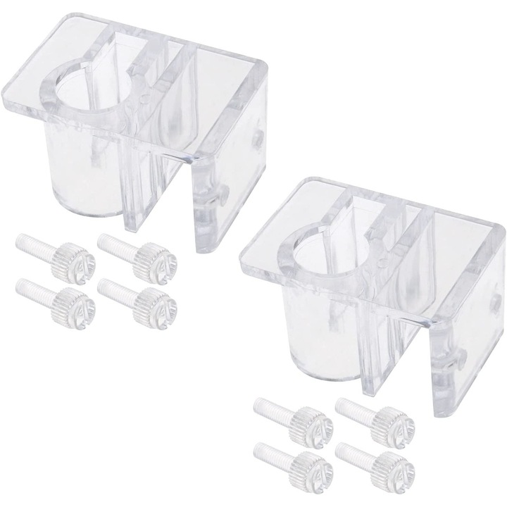 Set 2 cleme fixare tevi acvariu, Acril, 60 x 40 x 35 mm, Transparent ...