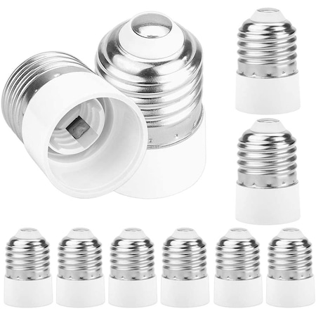 Set 10 bucati soclu pentru bec, Cupru/Policarbonat, E27/E14, Alb/Gri ...