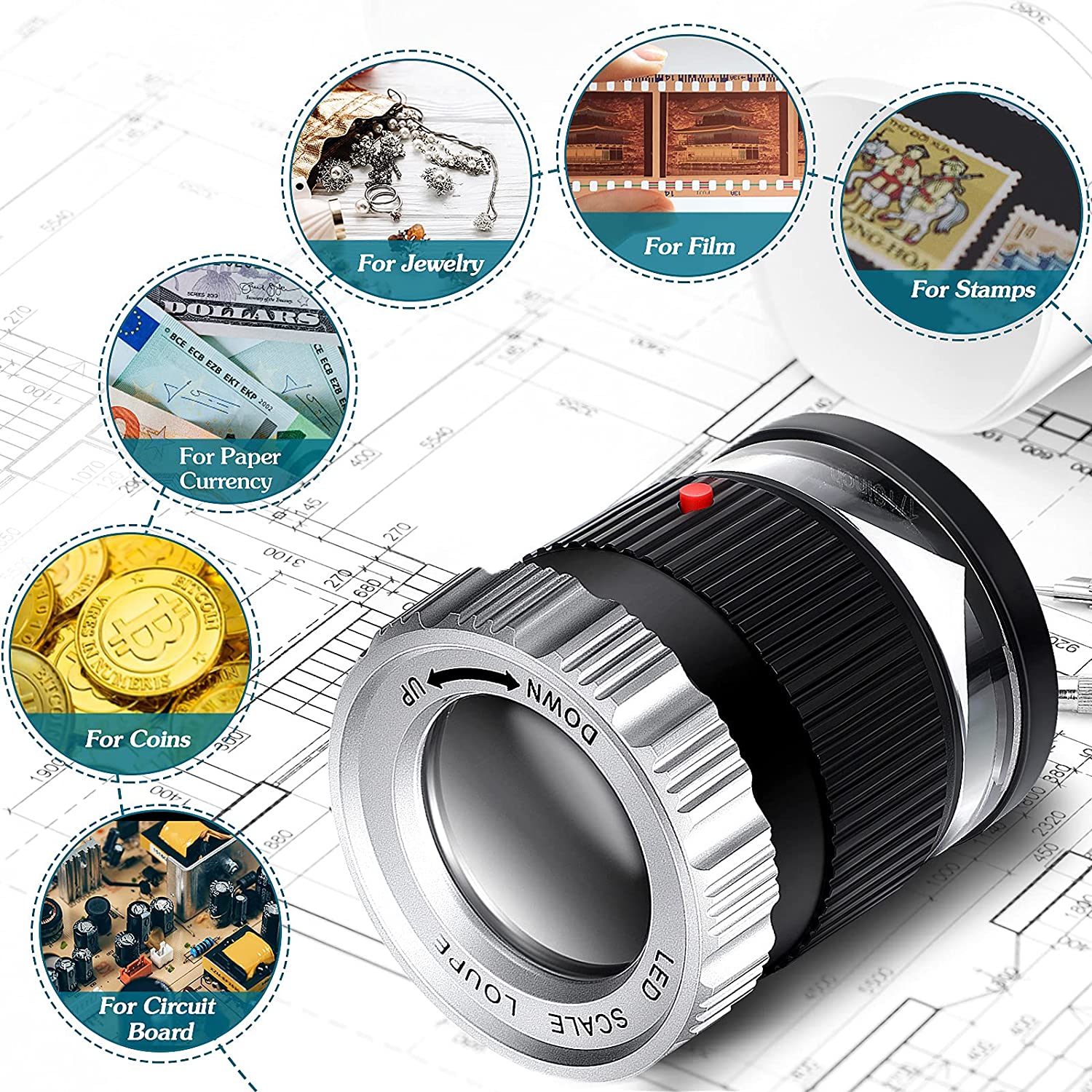 Lupa cu LED, 40X, 4.7 x 4.7 x 5.1 cm, Negru - eMAG.ro