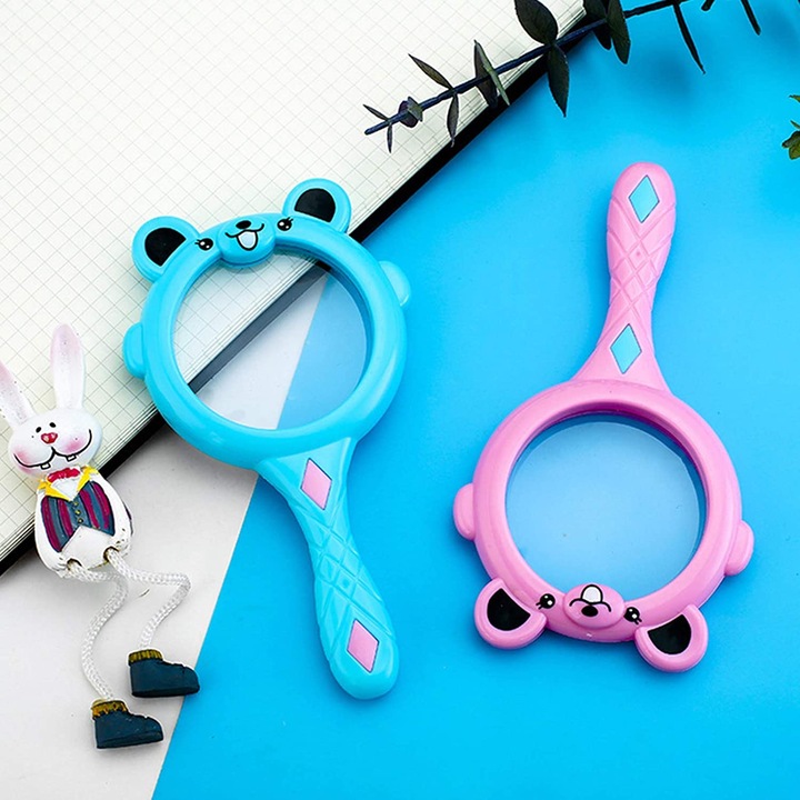 Set 2 lupe pentru copii, Plastic, 60 mm, Roz/Albastru - eMAG.ro