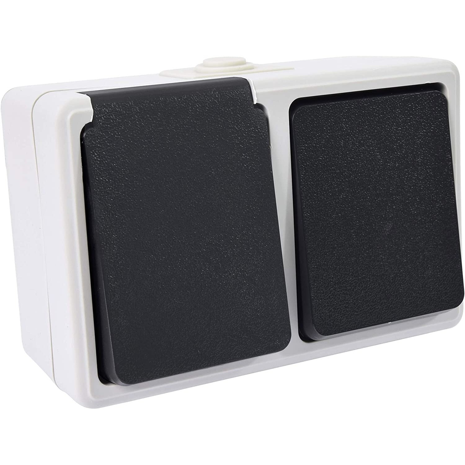 Priza cu intrerupator pentru exterior, IP44, Clasa A, Negru/Alb - eMAG.ro