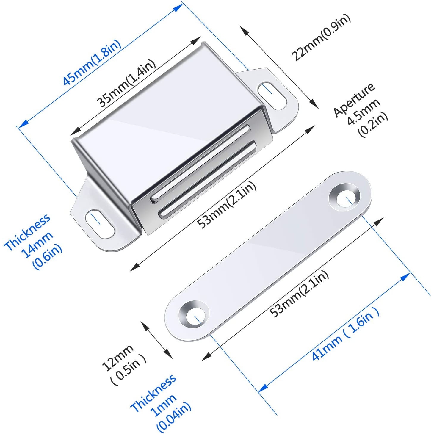 Set 8 magneti de prindere pentru usa mobilier, Inox, Argintiu - eMAG.ro
