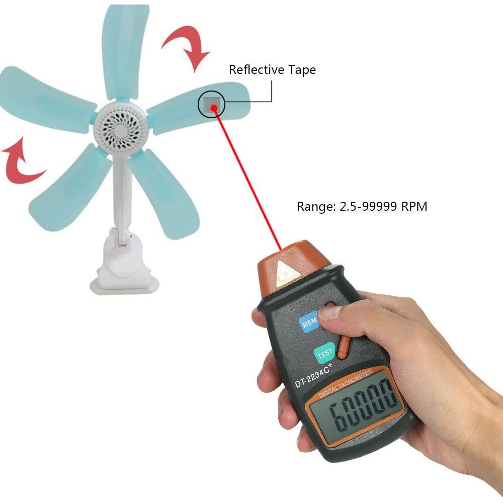 Tahometru digital de buzunar cu laser, Ecran LCD, 131×70×29mm, Negru ...
