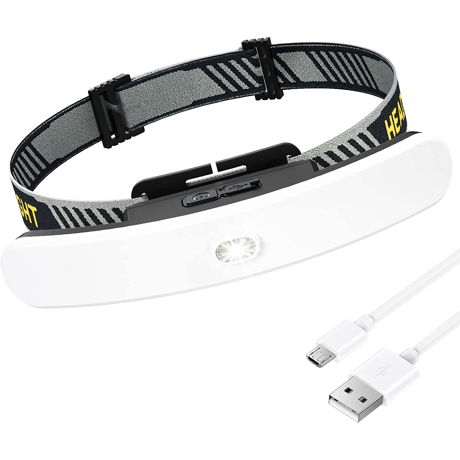 Lanterna pentru cap, LED, 1200mAh, USB, Negru/Alb - eMAG.ro