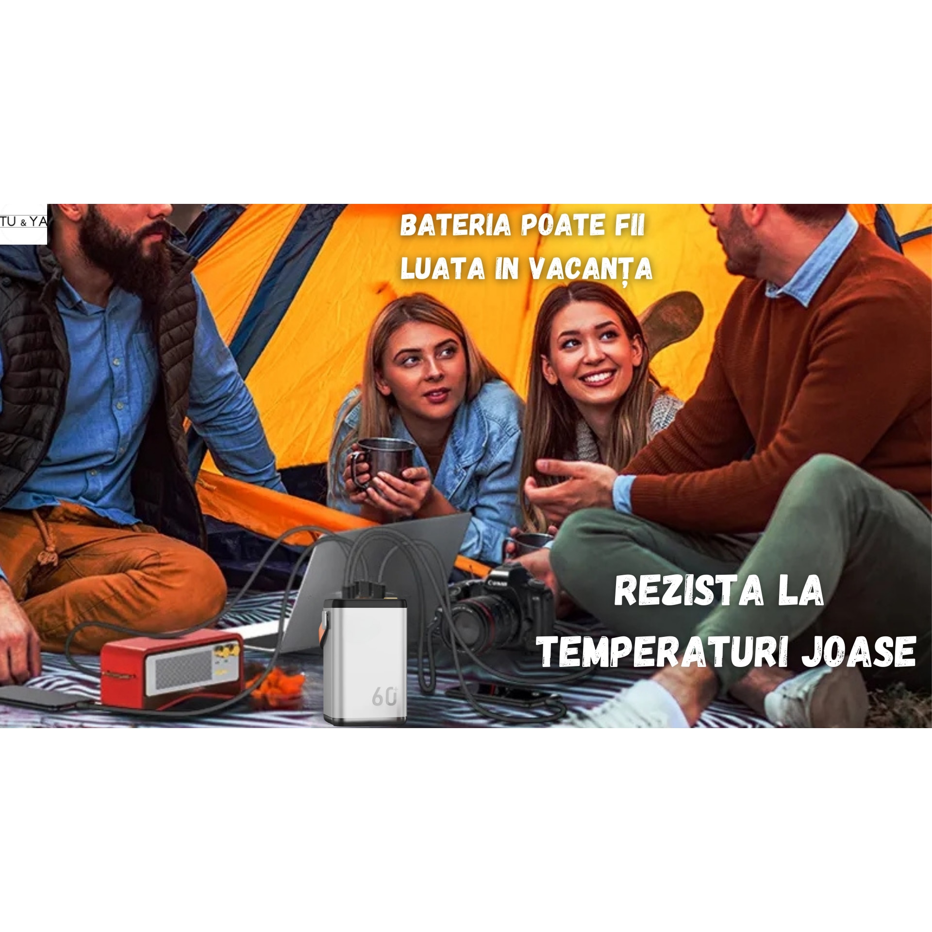 Acumulator Extern 60000 mAh, TU&YA® 36W, 3x USB, 2 x Type C, QuickCarge ...