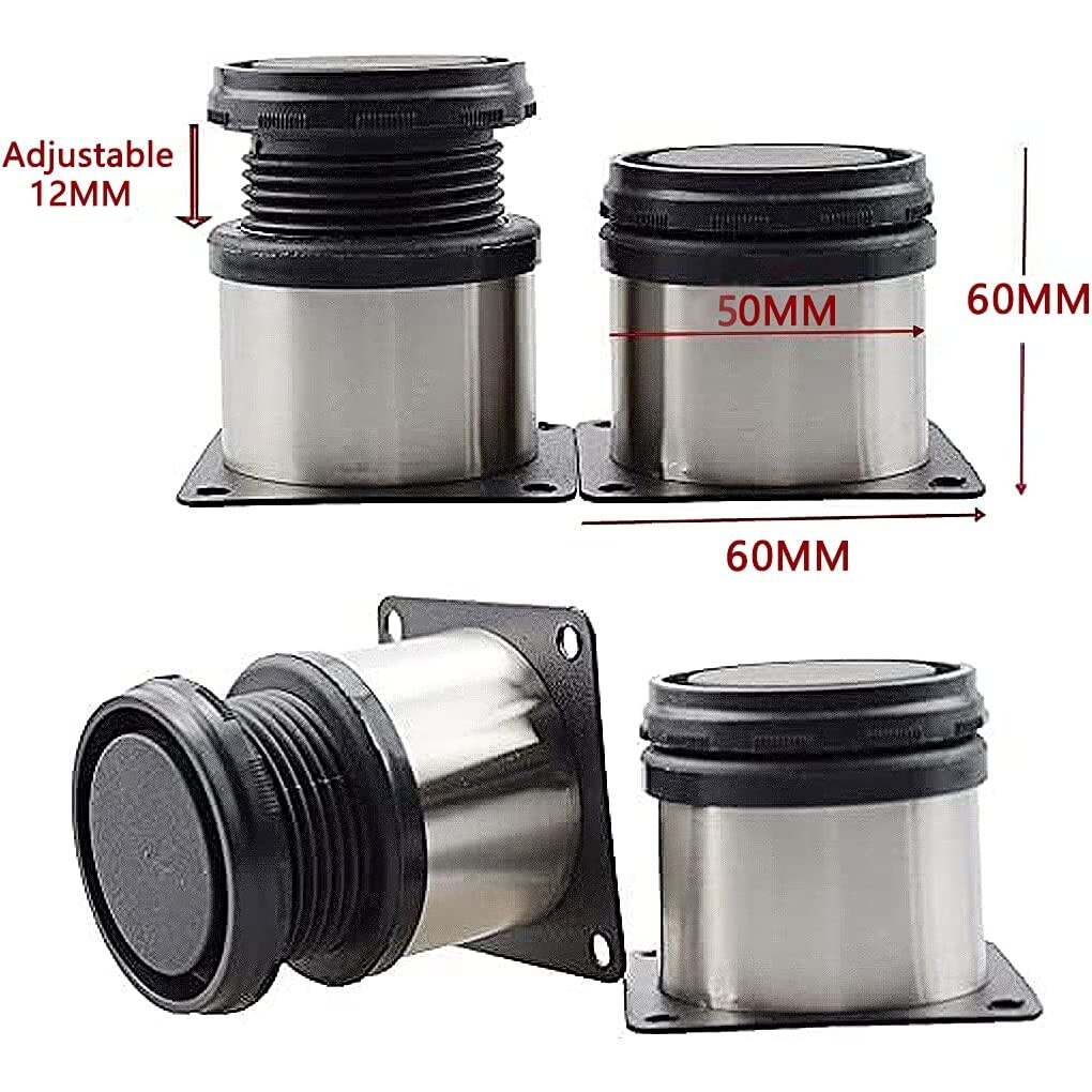 Set de 4 picioare de mobilier, Inox, Reglabile, 50x60 mm, Negru ...