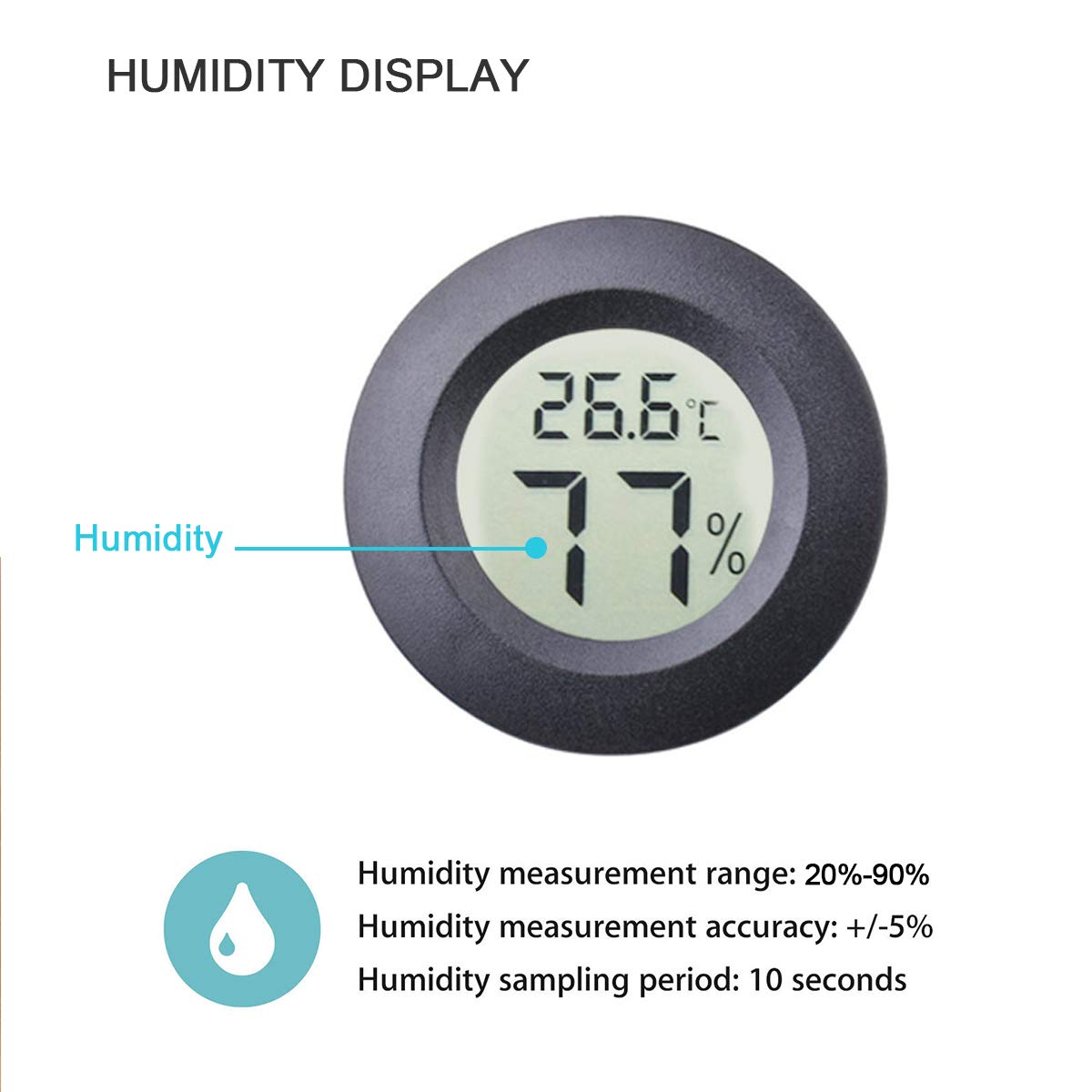 Set de 4 mini higrometre, Afisaj LCD, 4.1 cm, Negru - eMAG.ro