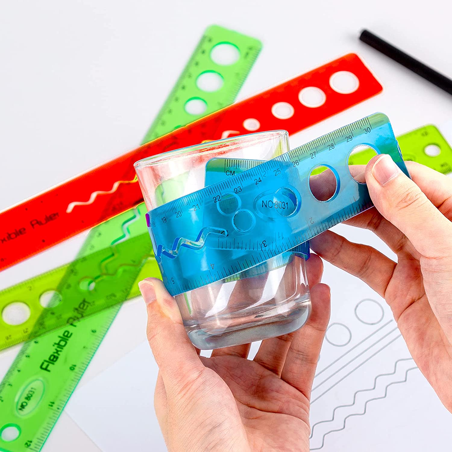 Set 4 rigle flexibile, Plastic, Multicolor - eMAG.ro