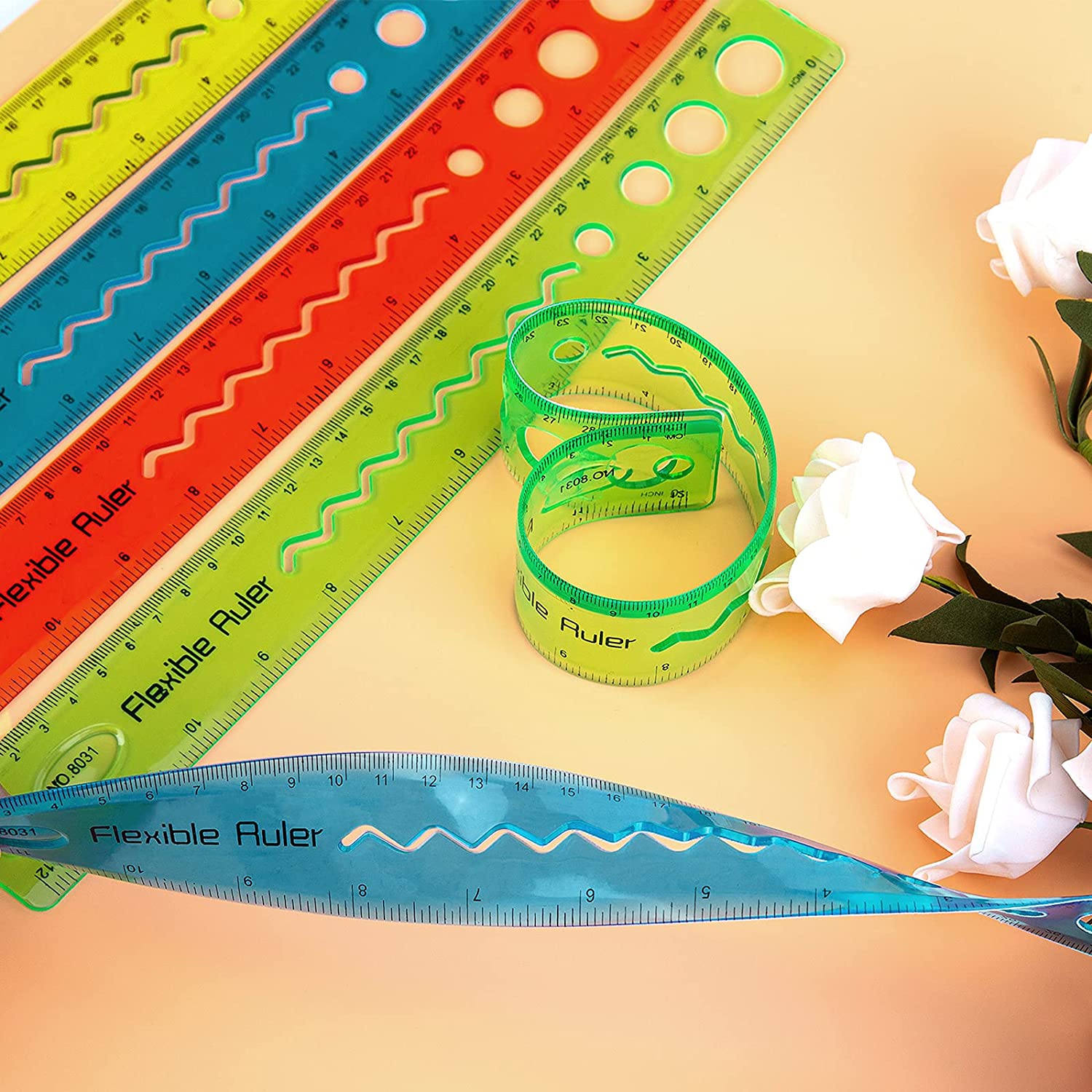 Set 4 rigle flexibile, Plastic, Multicolor - eMAG.ro