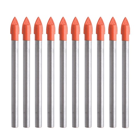 Set de 10 burghie, Otel, Varf de 6MM, Argintiu/Rosu - eMAG.ro