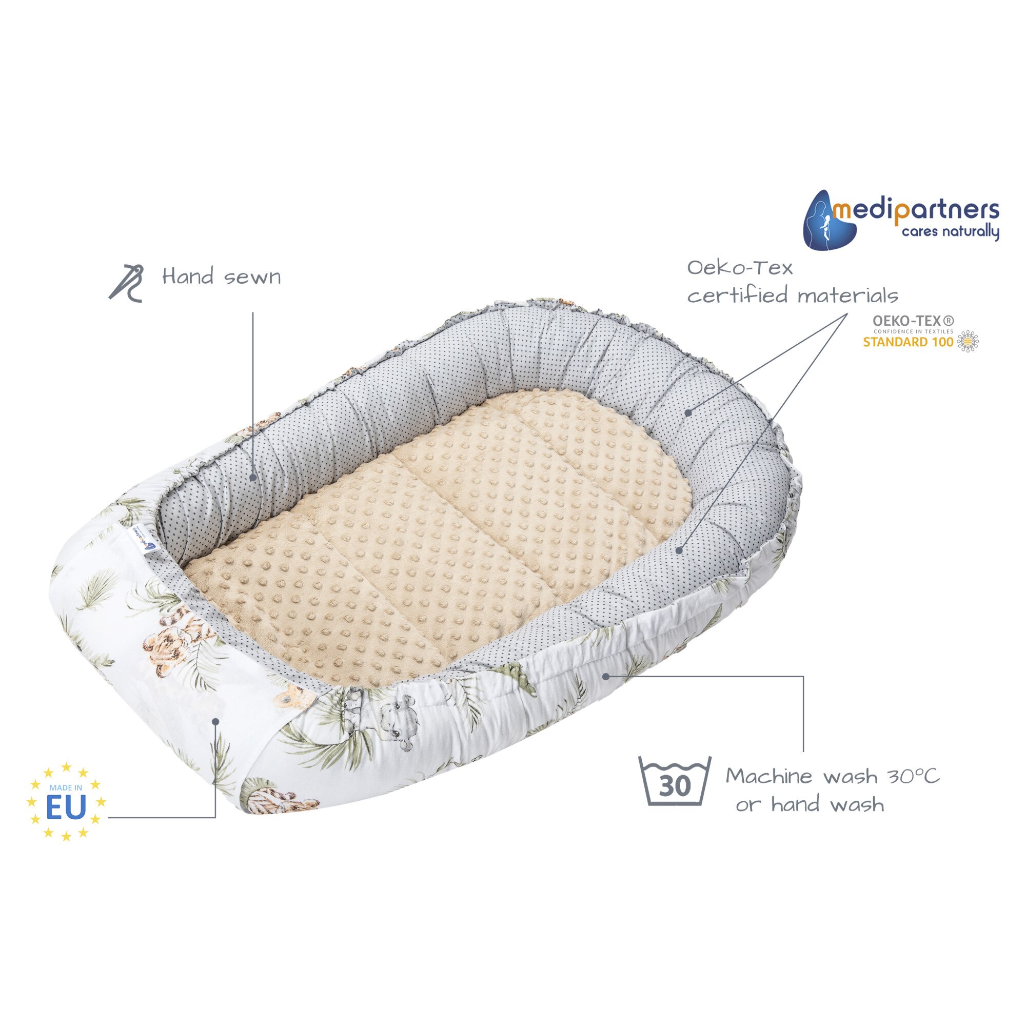 Set de 5 piese Cosulet bebe, Medi Partners, Model Safari, cu insertie ...